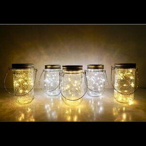 Accents | 8 Pack Solar Mason Jar Lid String Lightswarm White Waterproof ...